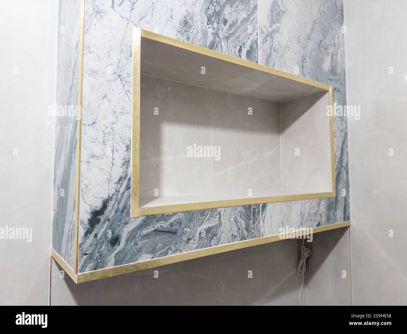 Modern wall shelf design with marble finish and elegant accents in chic ...