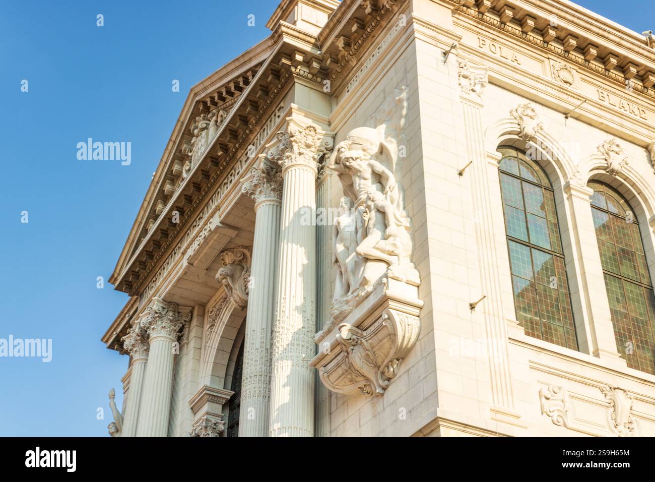 Colorful Mediterranean house facades of luxury buildings with ornate ...