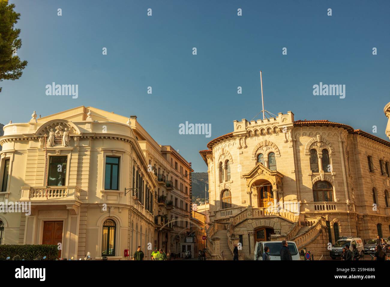 Colorful Mediterranean house facades of luxury buildings with ornate ...