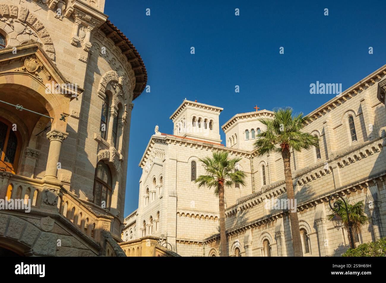 Colorful Mediterranean house facades of luxury buildings with ornate ...