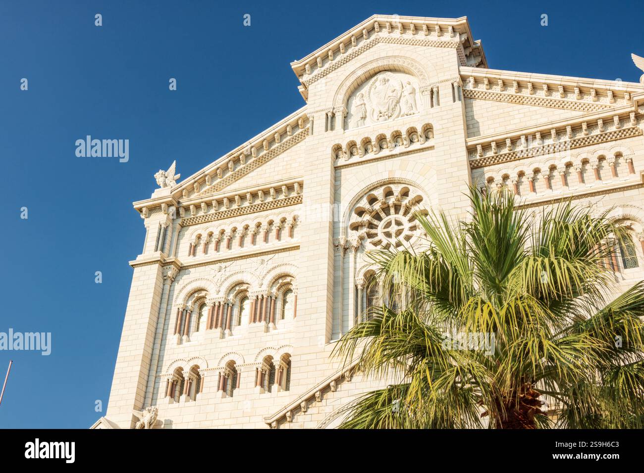 Colorful Mediterranean house facades of luxury buildings with ornate ...