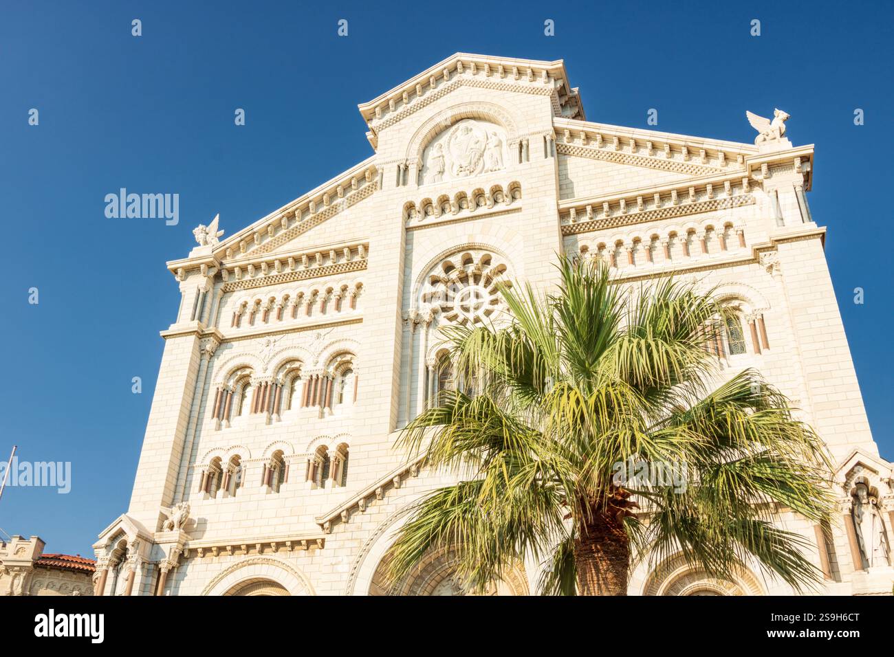 Colorful Mediterranean house facades of luxury buildings with ornate ...