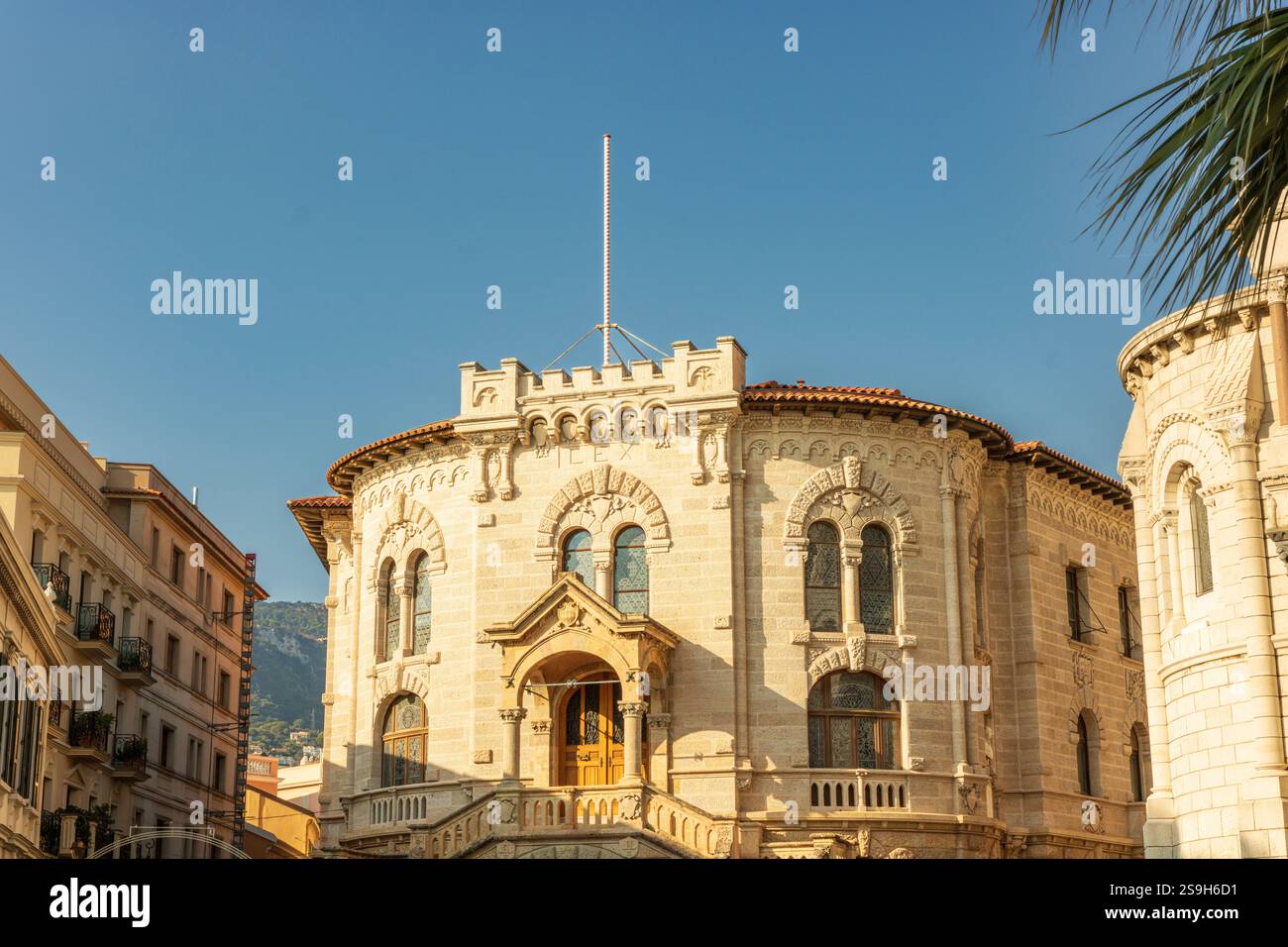 Colorful Mediterranean house facades of luxury buildings with ornate ...