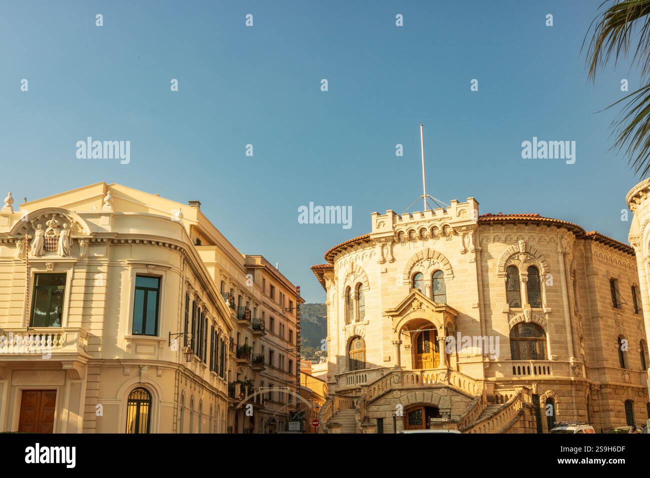 Colorful Mediterranean house facades of luxury buildings with ornate ...