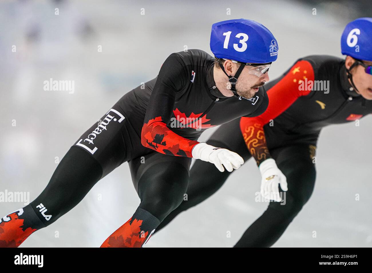 CALGARY, CANADA - JANUARY 26: Jake Weidemann of Canada competing during the ISU World Cup Speed ...