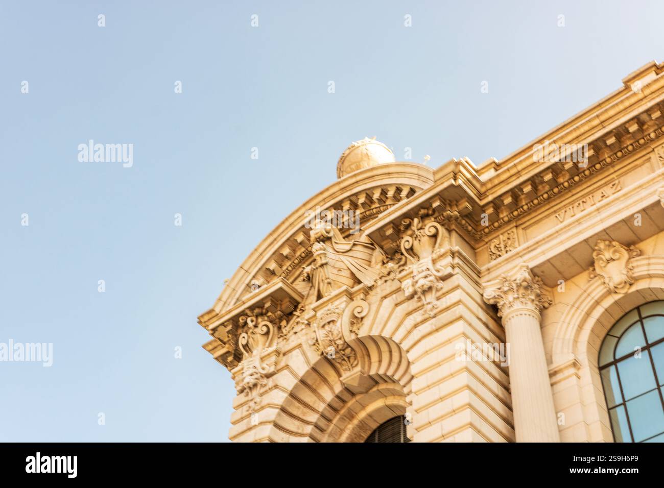 Colorful Mediterranean house facades of luxury buildings with ornate ...