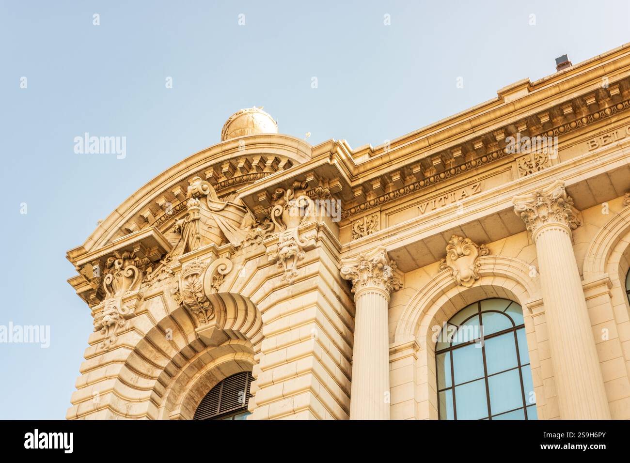 Colorful Mediterranean house facades of luxury buildings with ornate ...