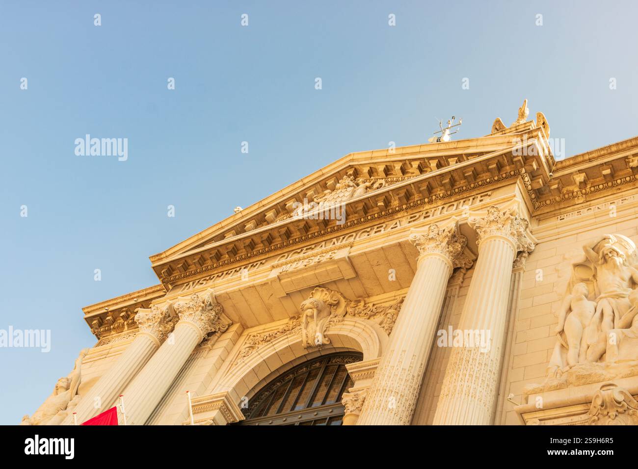 Colorful Mediterranean house facades of luxury buildings with ornate ...