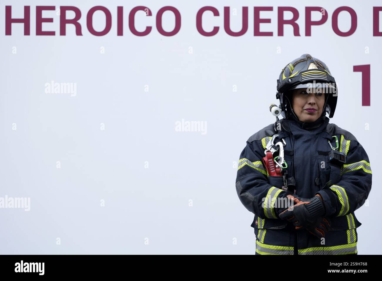 Non Exclusive: A female firefighter during the ceremony of the 169th ...
