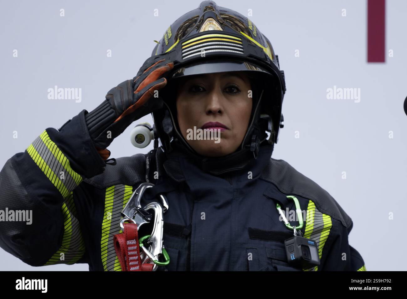 Non Exclusive: A female firefighter during the ceremony of the 169th ...