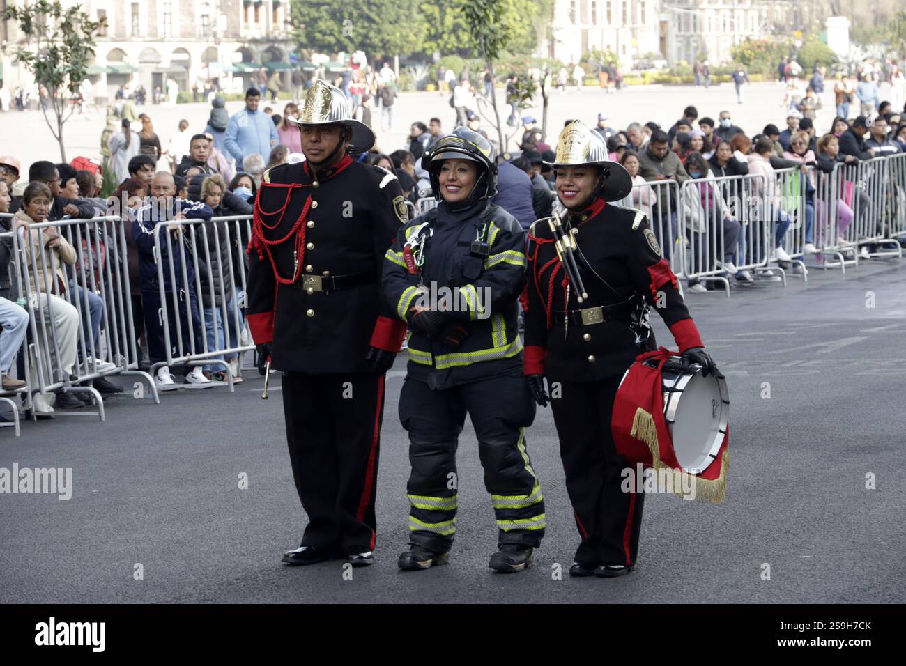 Non Exclusive: Members Fire Department taking part during the first ...
