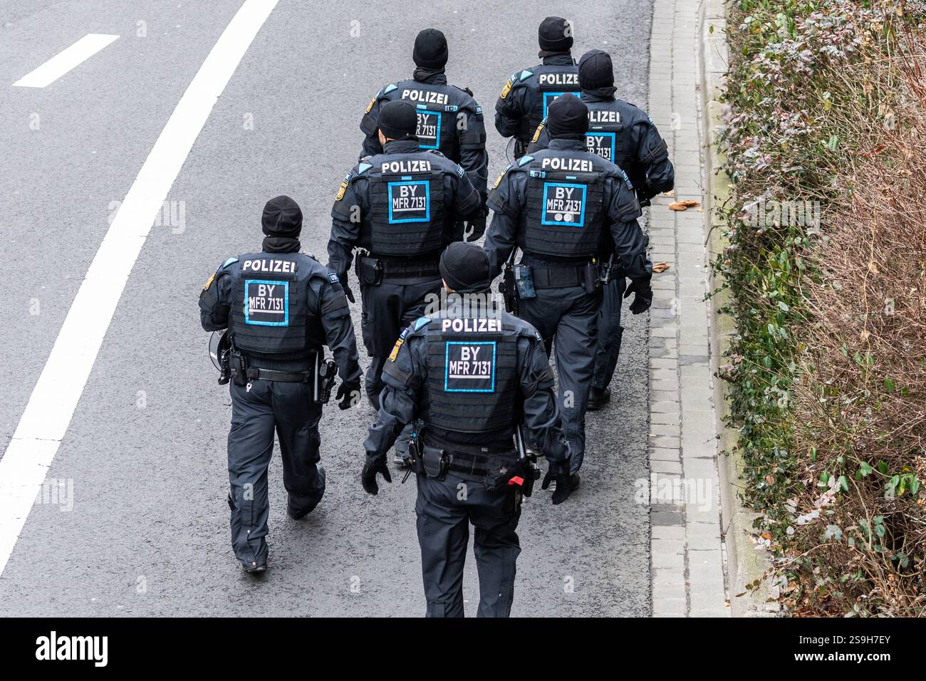 Aschaffenburg, Bavaria, Germany - January 26, 2025: Riot police ...