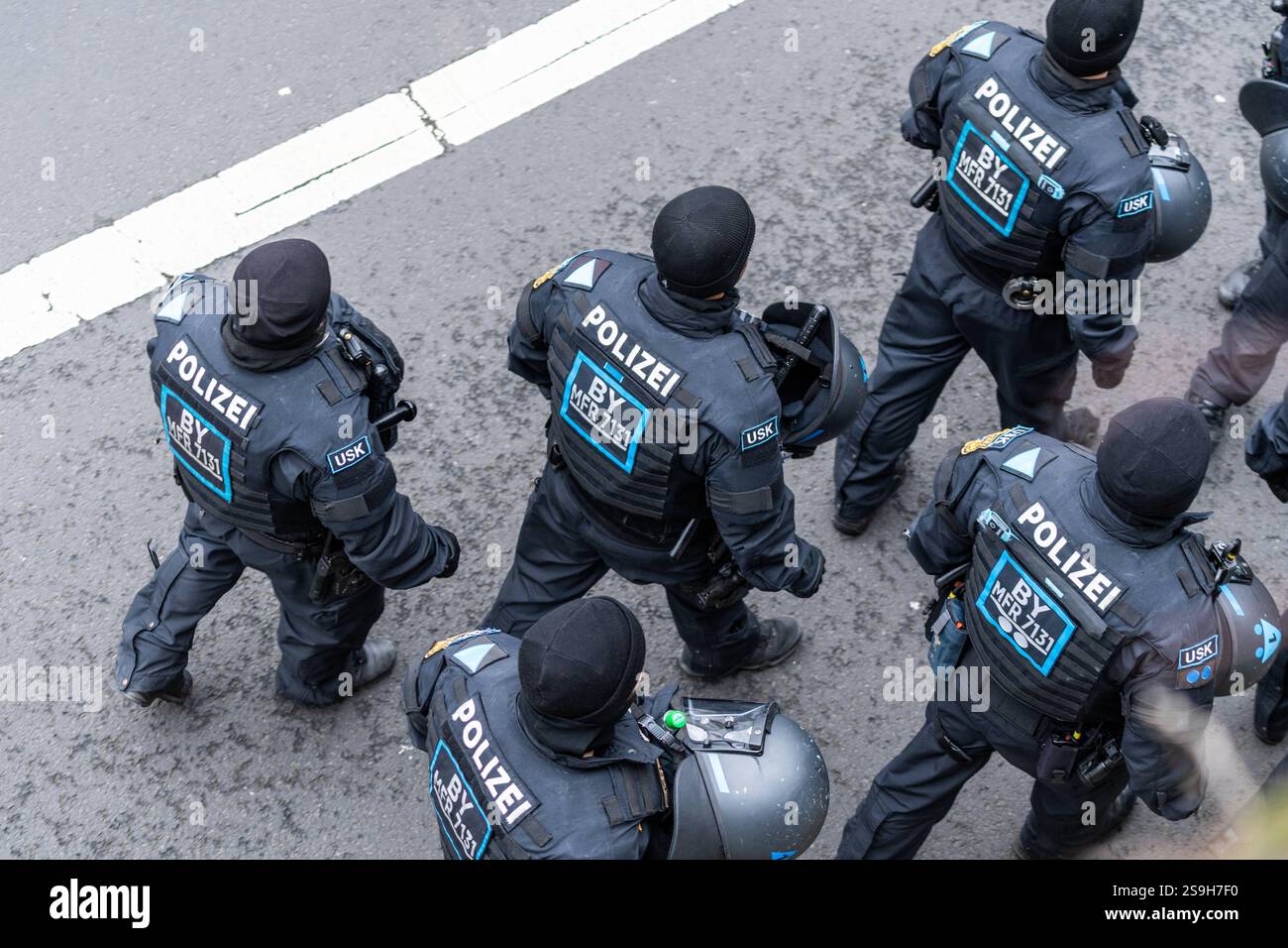 Aschaffenburg, Bavaria, Germany - January 26, 2025: Riot police ...