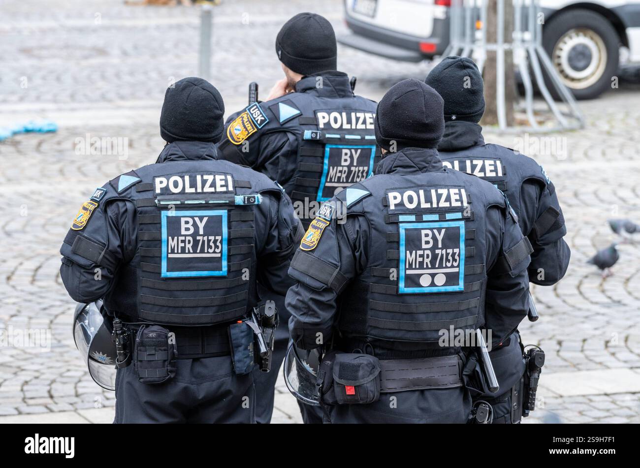 Aschaffenburg, Bavaria, Germany - January 26, 2025: Riot police ...