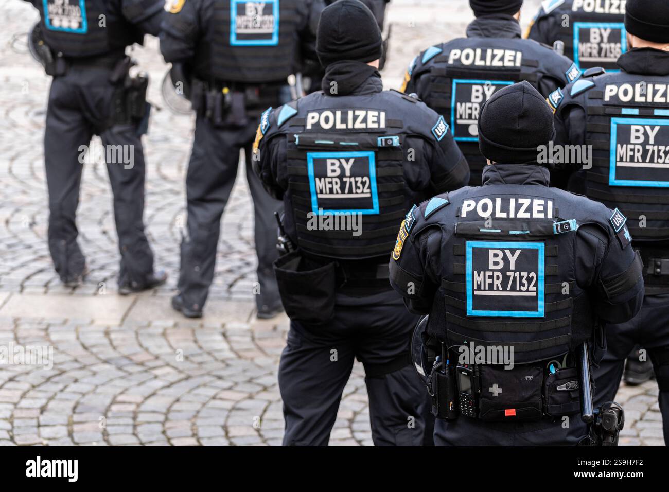 Aschaffenburg, Bavaria, Germany - January 26, 2025: Riot police ...
