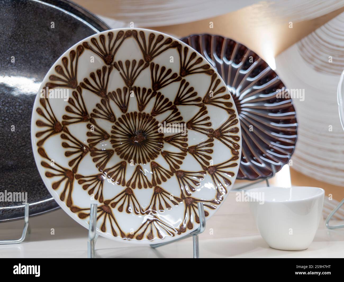 Decorative ceramic plate showcasing intricate design in a modern ...