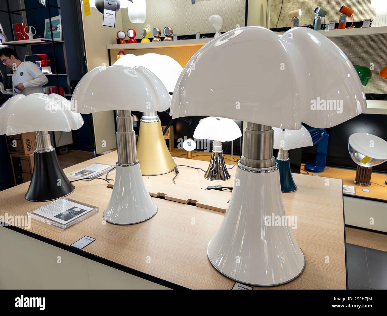 Unique modern lamps showcasing contemporary design in vibrant showroom ...