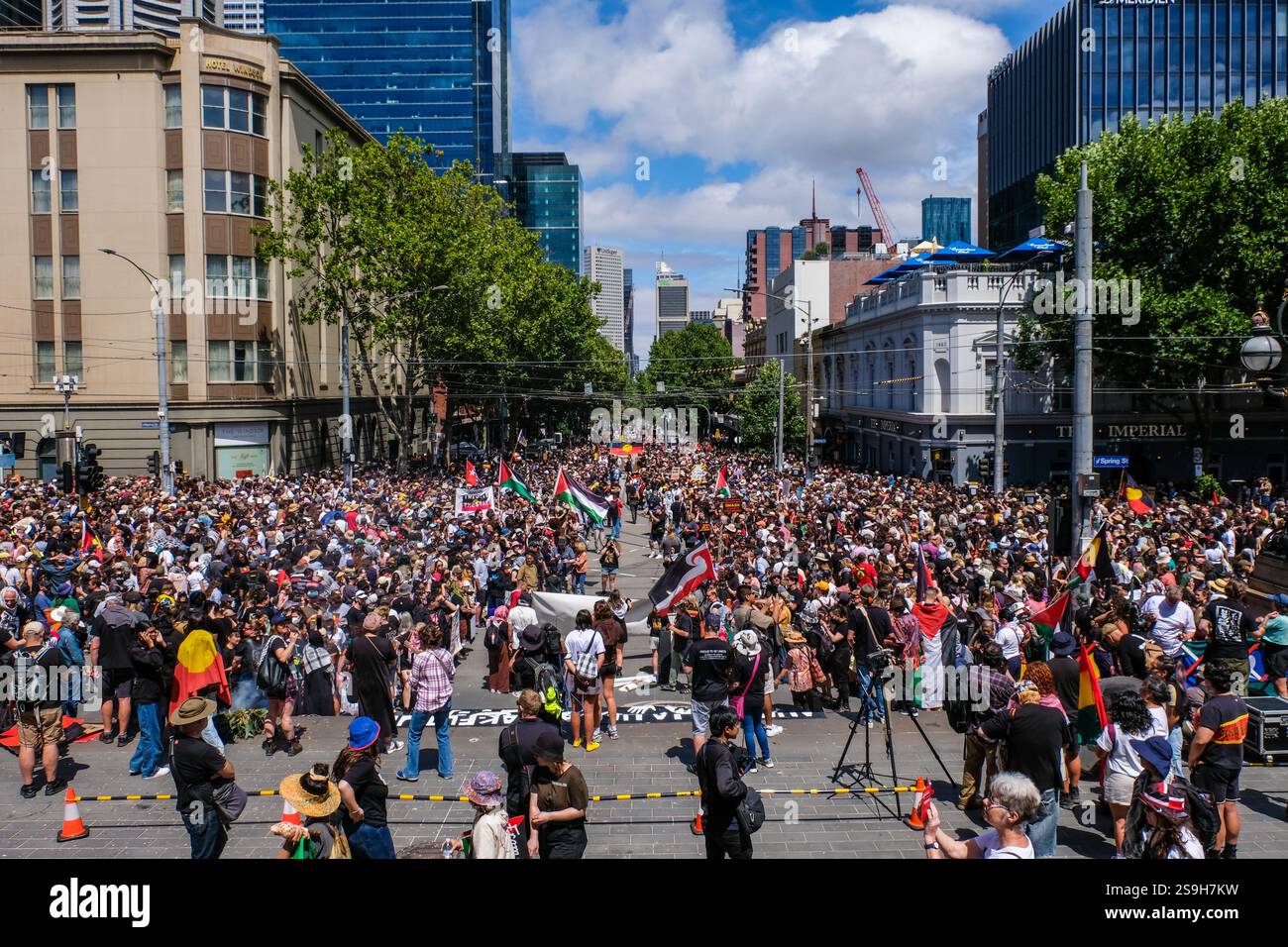 Rally of thousands of people is seen from the steps of Parliament of ...