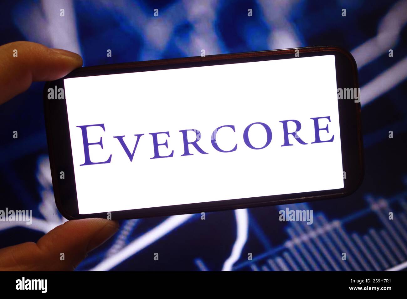 In this photo illustration, the Evercore Inc company logo is seen ...