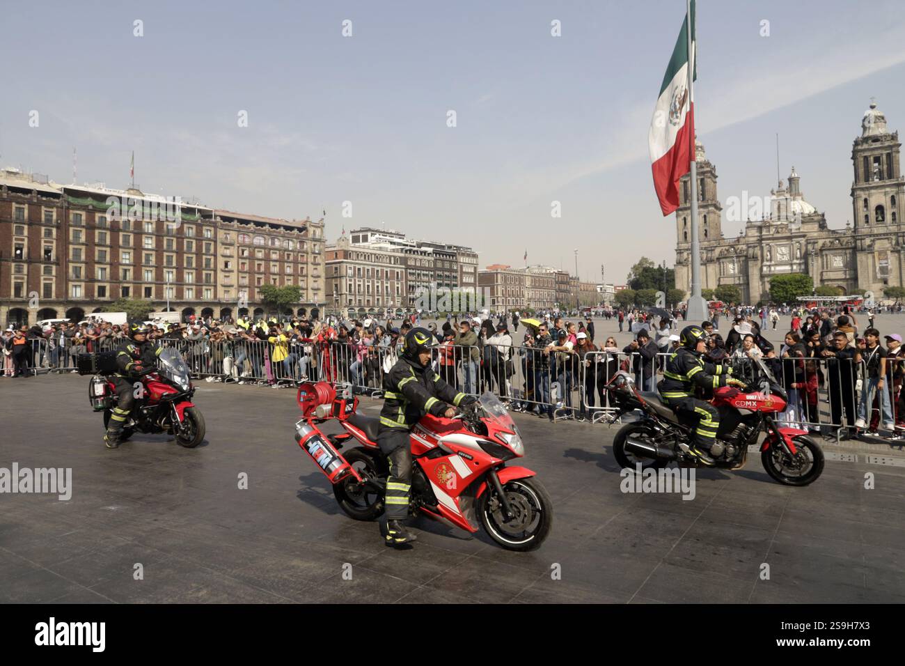 Non Exclusive: Members Fire Department taking part during the first ...