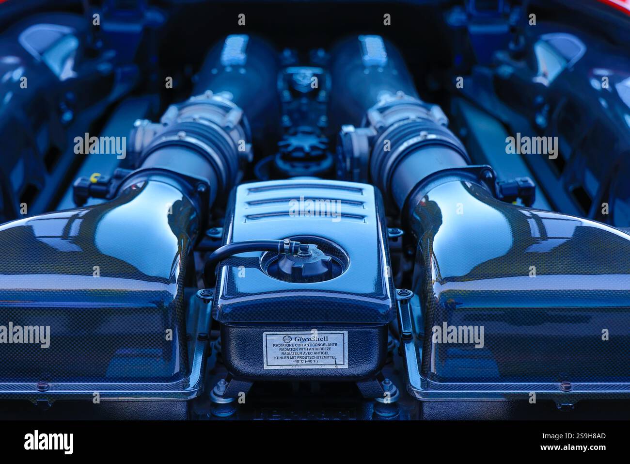 Sports car engine Stock Photo - Alamy
