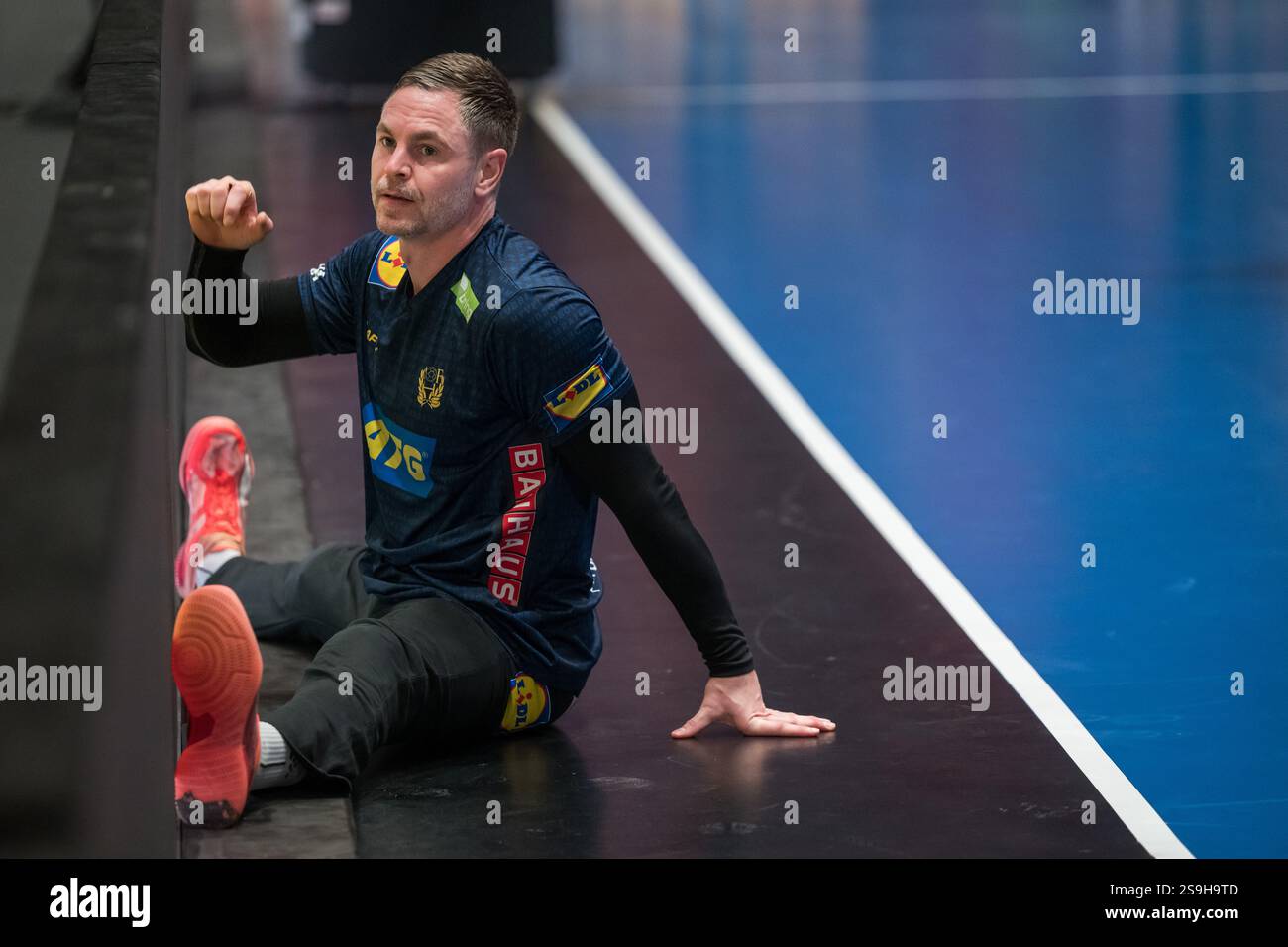 250126 Goalkeeper Andreas Palicka of Sweden during warm up ahead of the ...