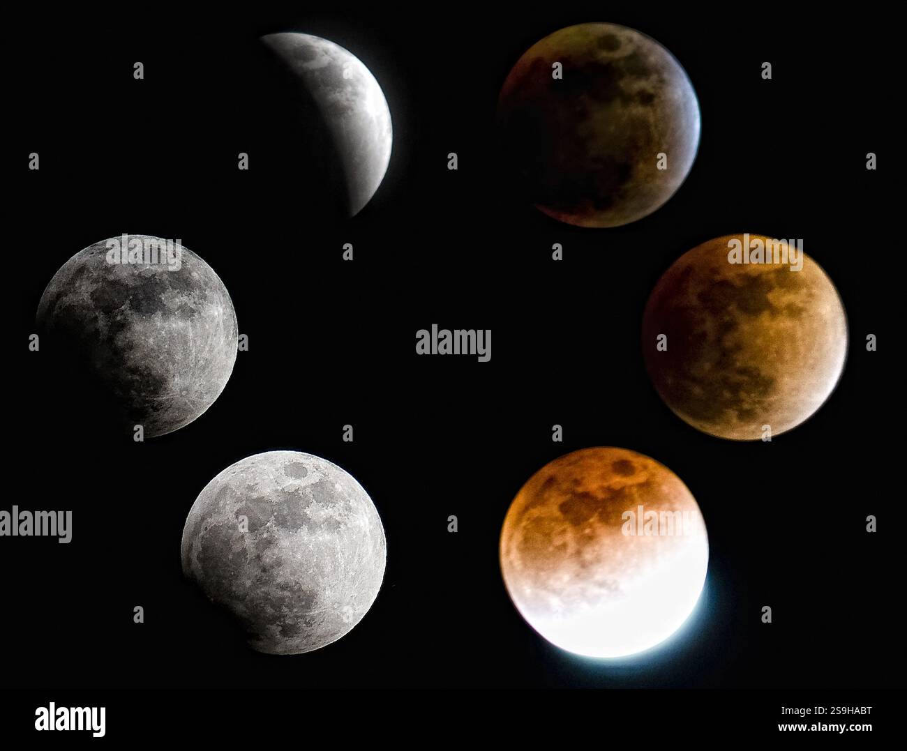 A series of images of the moon at different stages of its cycle during ...