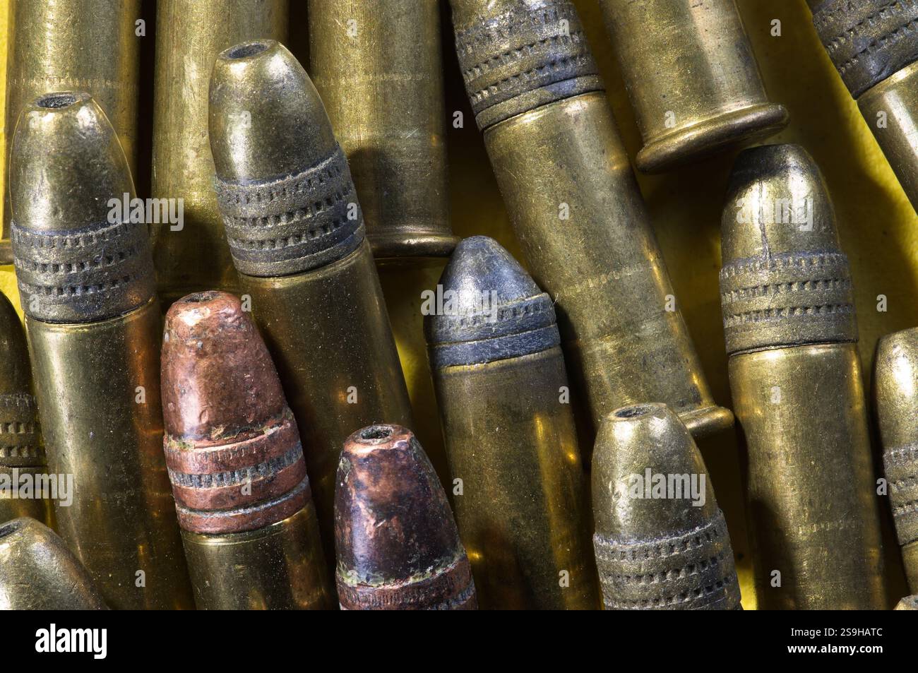 Side view of 22 caliber bullets laying on their side Stock Photo - Alamy