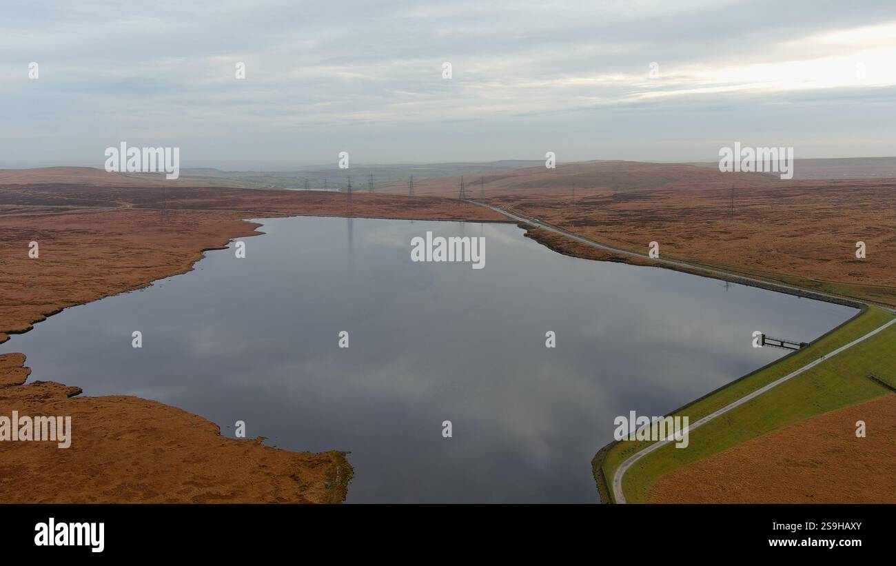 drone shot of blackstone edge reservoir near to hebden bridge Stock ...