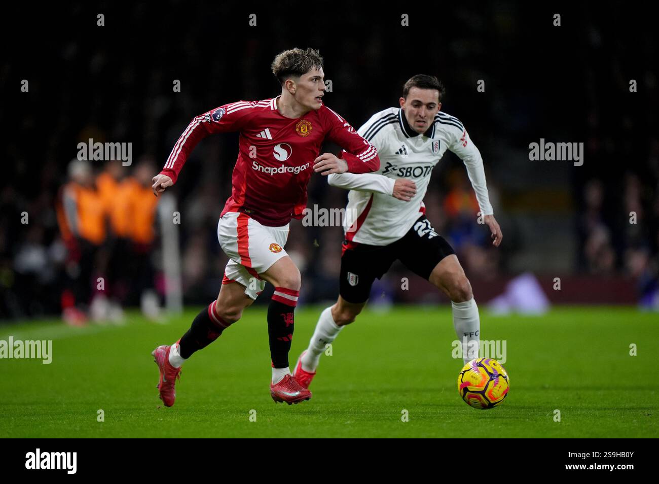 Manchester United's Alejandro Garnacho (left) and Fulham's Timothy ...