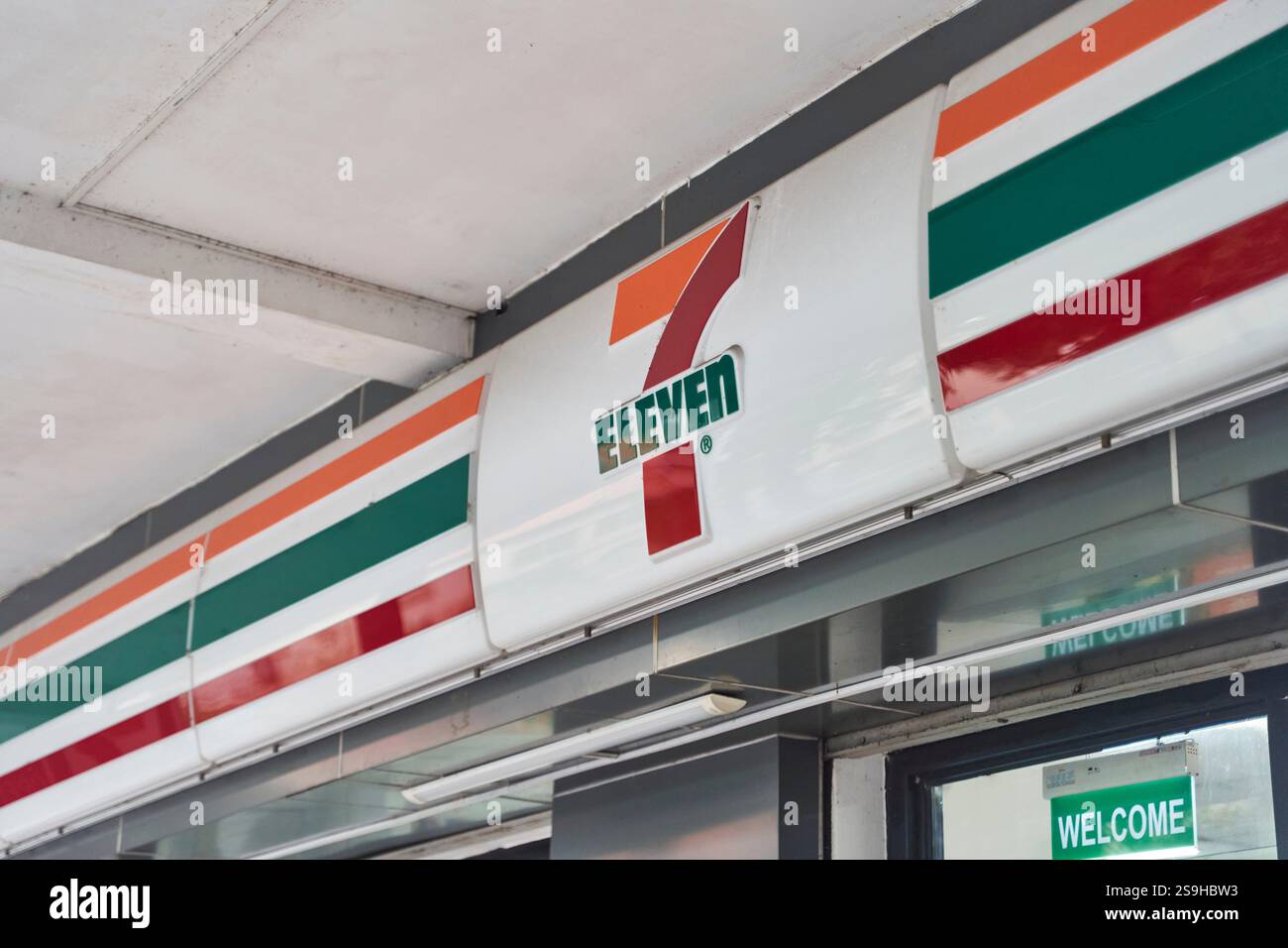Ho Chi Minh City, Vietnam - 02.07.2023: 7 Eleven store displays a ...