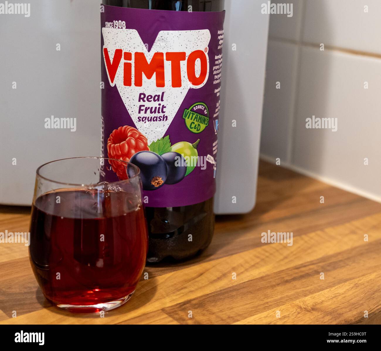 Glass of Vimto squash Stock Photo - Alamy