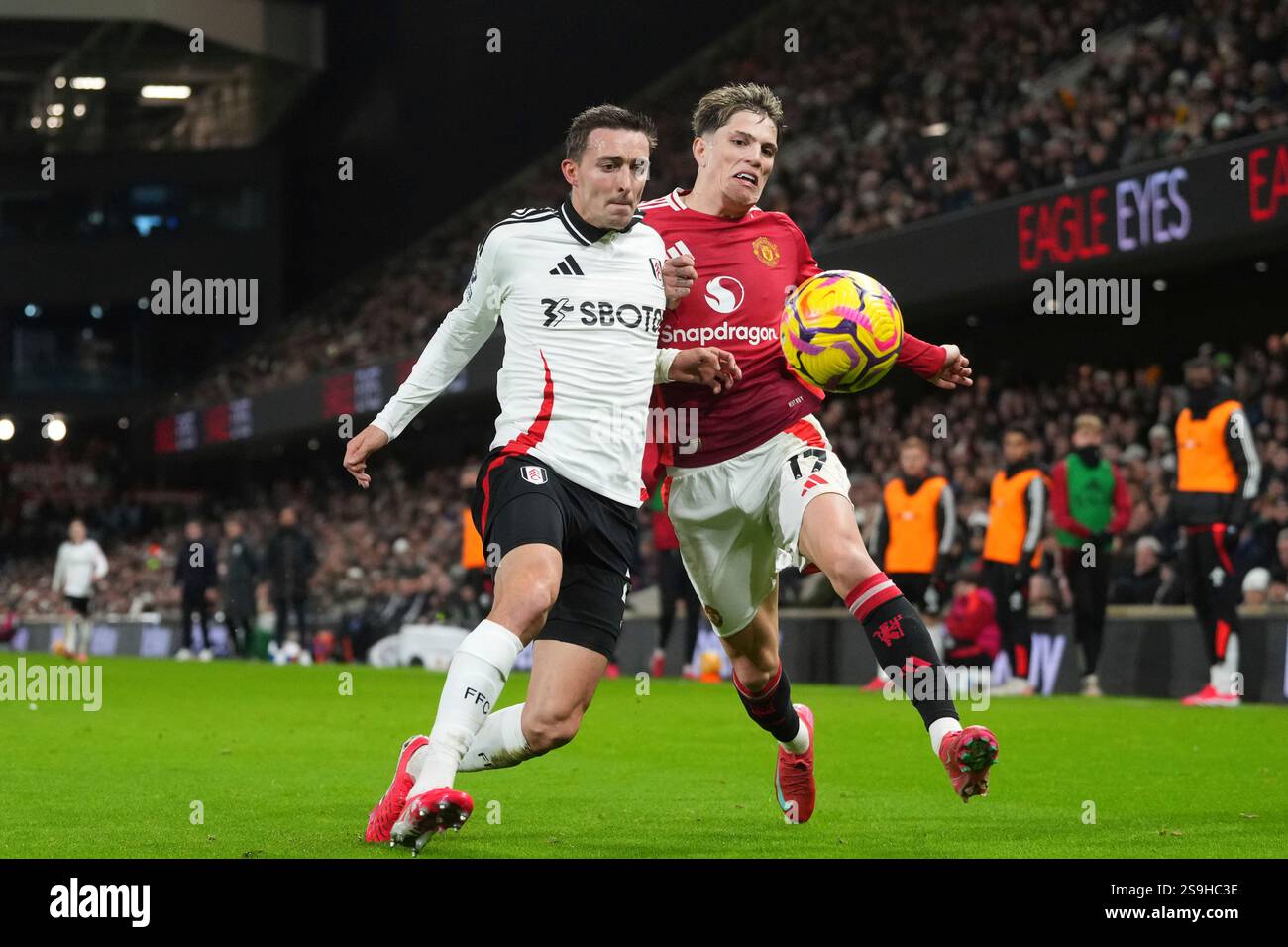 Fulham's Timothy Castagne, left, and Manchester United's Alejandro ...