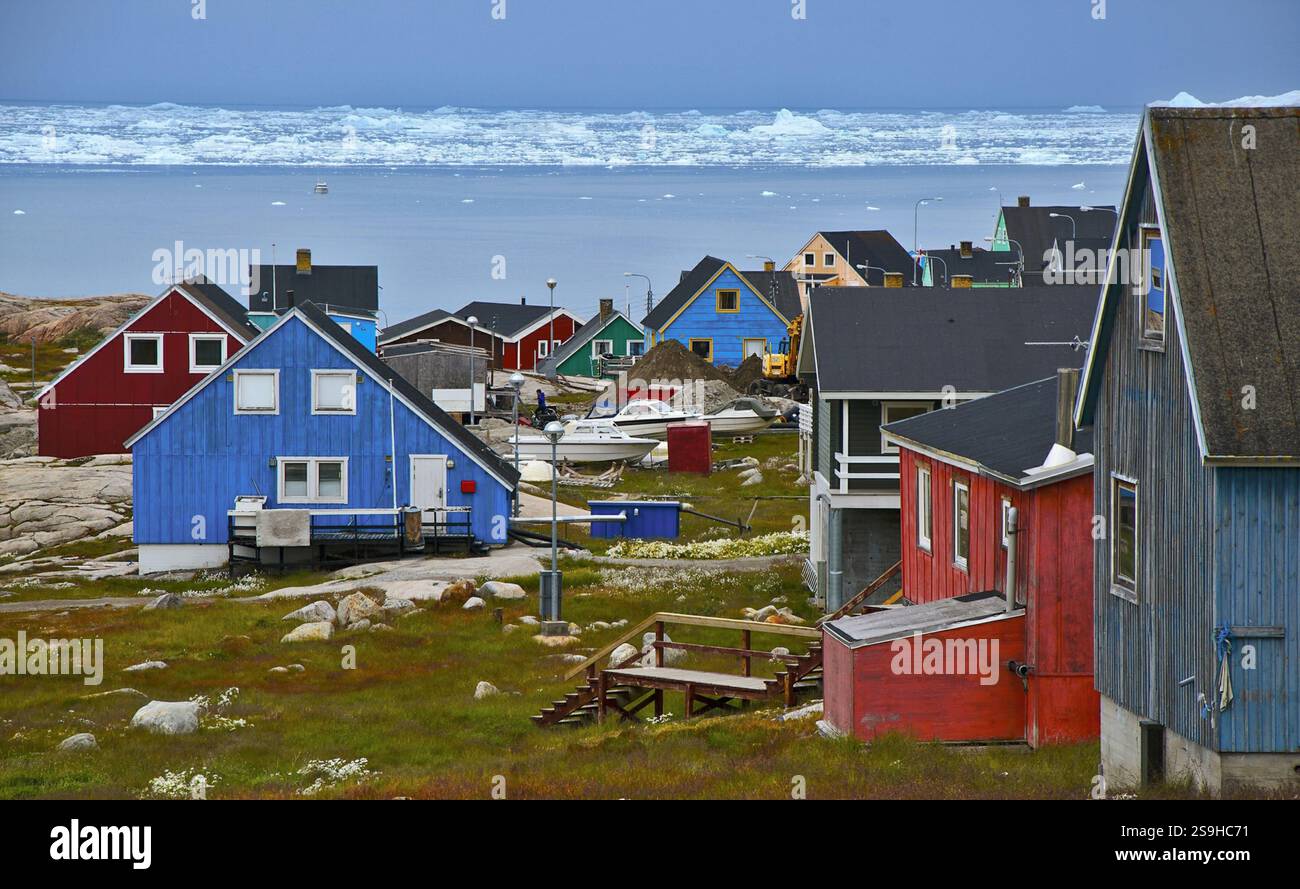 Greenland Ilulissat. The small town of Ilulissat in western Greenland ...