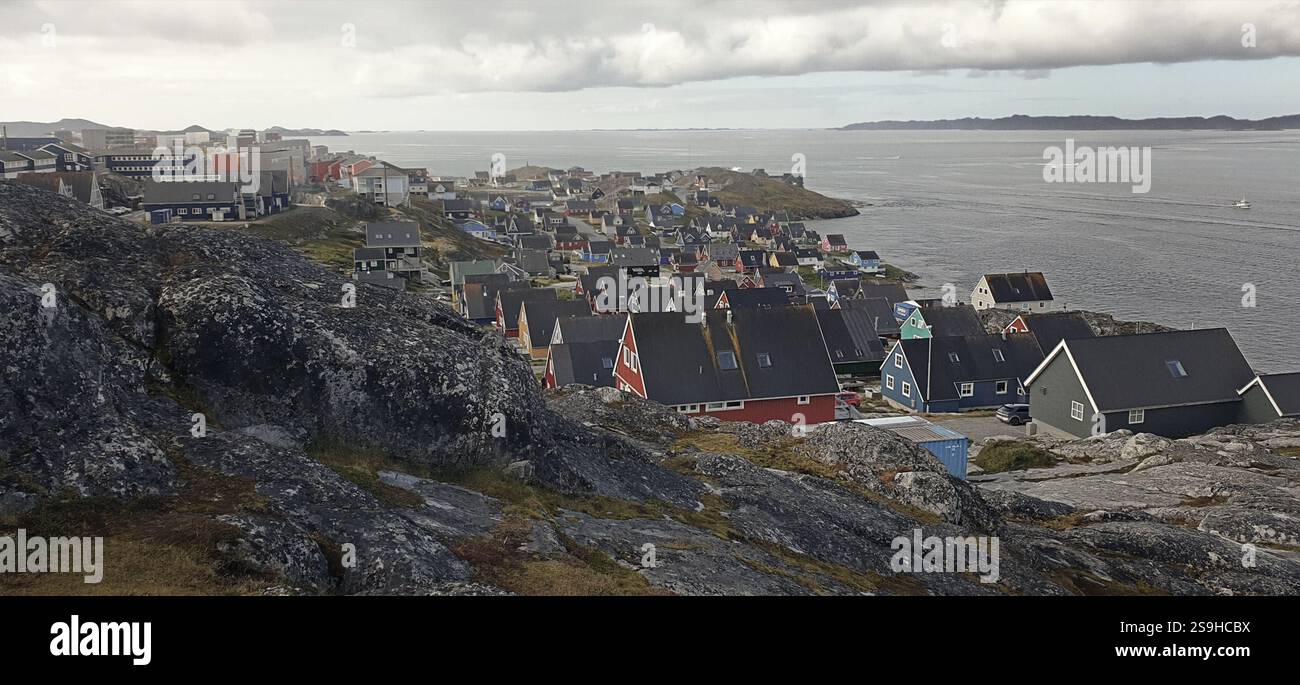 View over Nuuk, capital of Greenland, Denmark, Polar Regions. Nuuk city ...