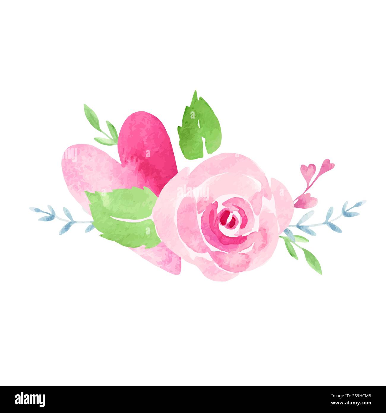 Valentines day or Wedding floral Composition from Heart, Pink Rose and ...