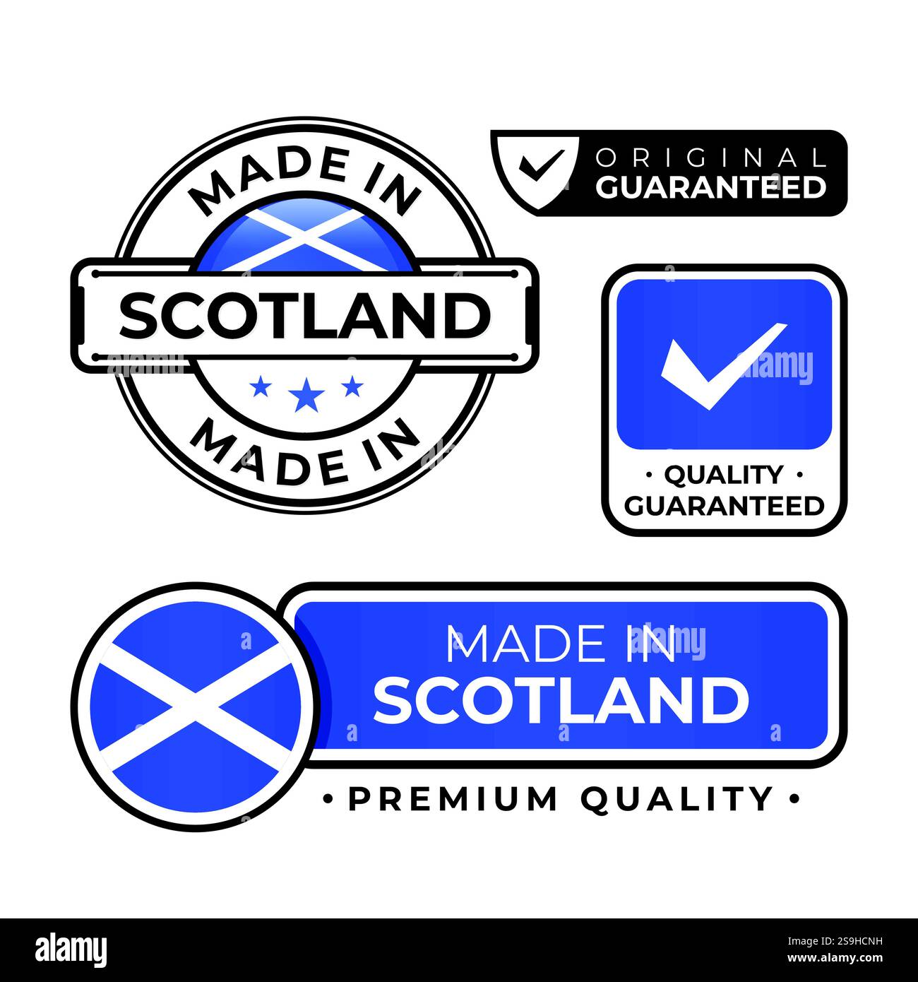 Badge bundle made in Scotland label icon emblem isolated on white ...