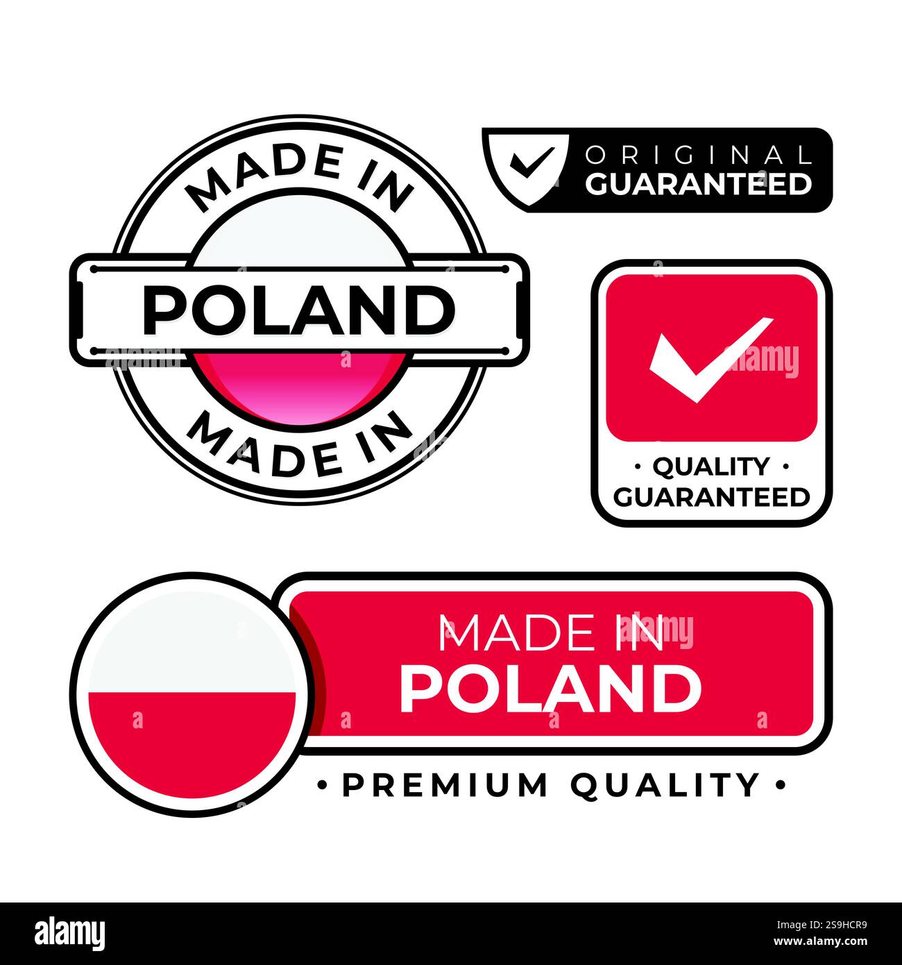 Badge bundle made in Poland label icon emblem isolated on white ...