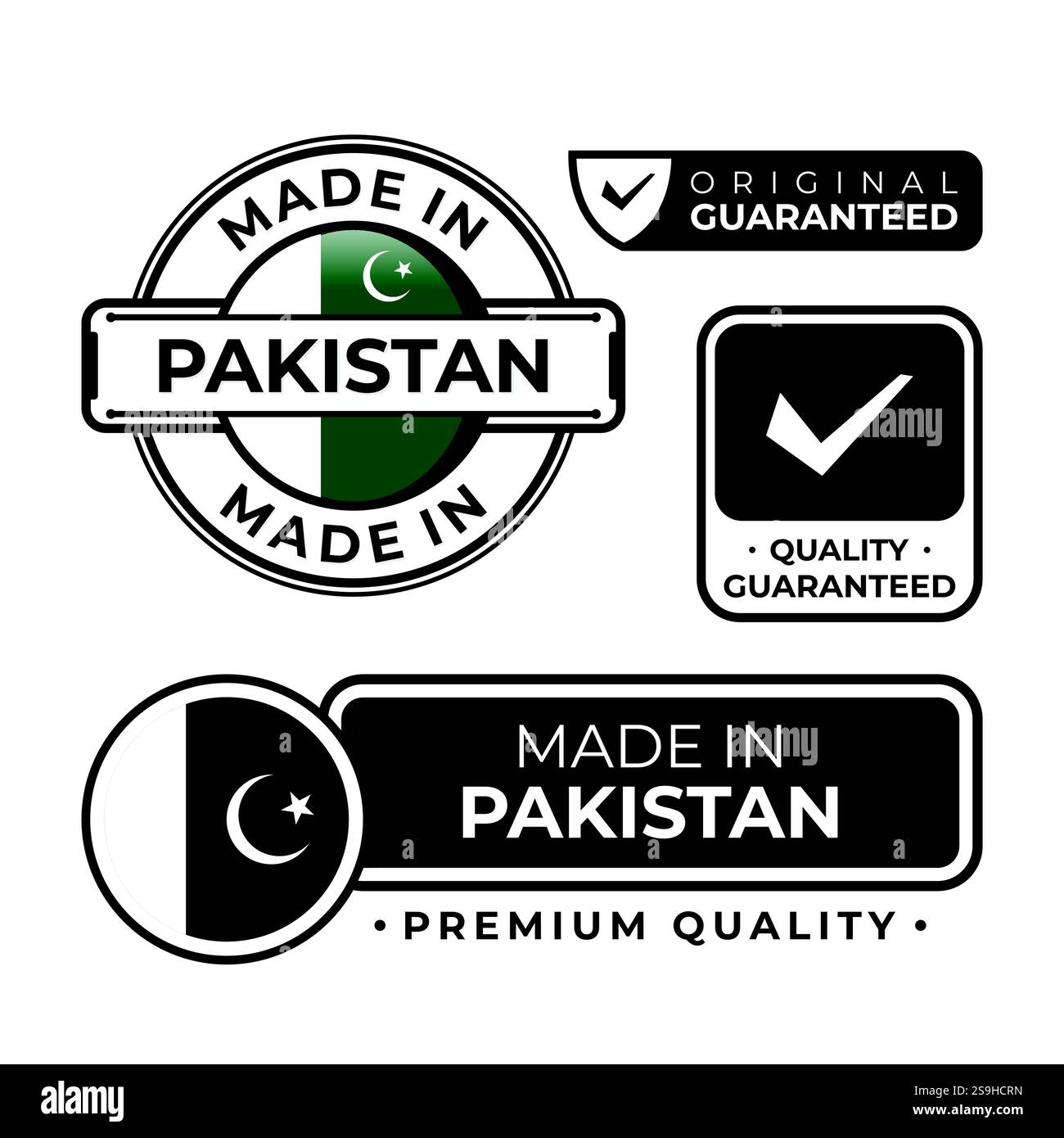 Badge bundle made in Pakistan label icon emblem isolated on white ...