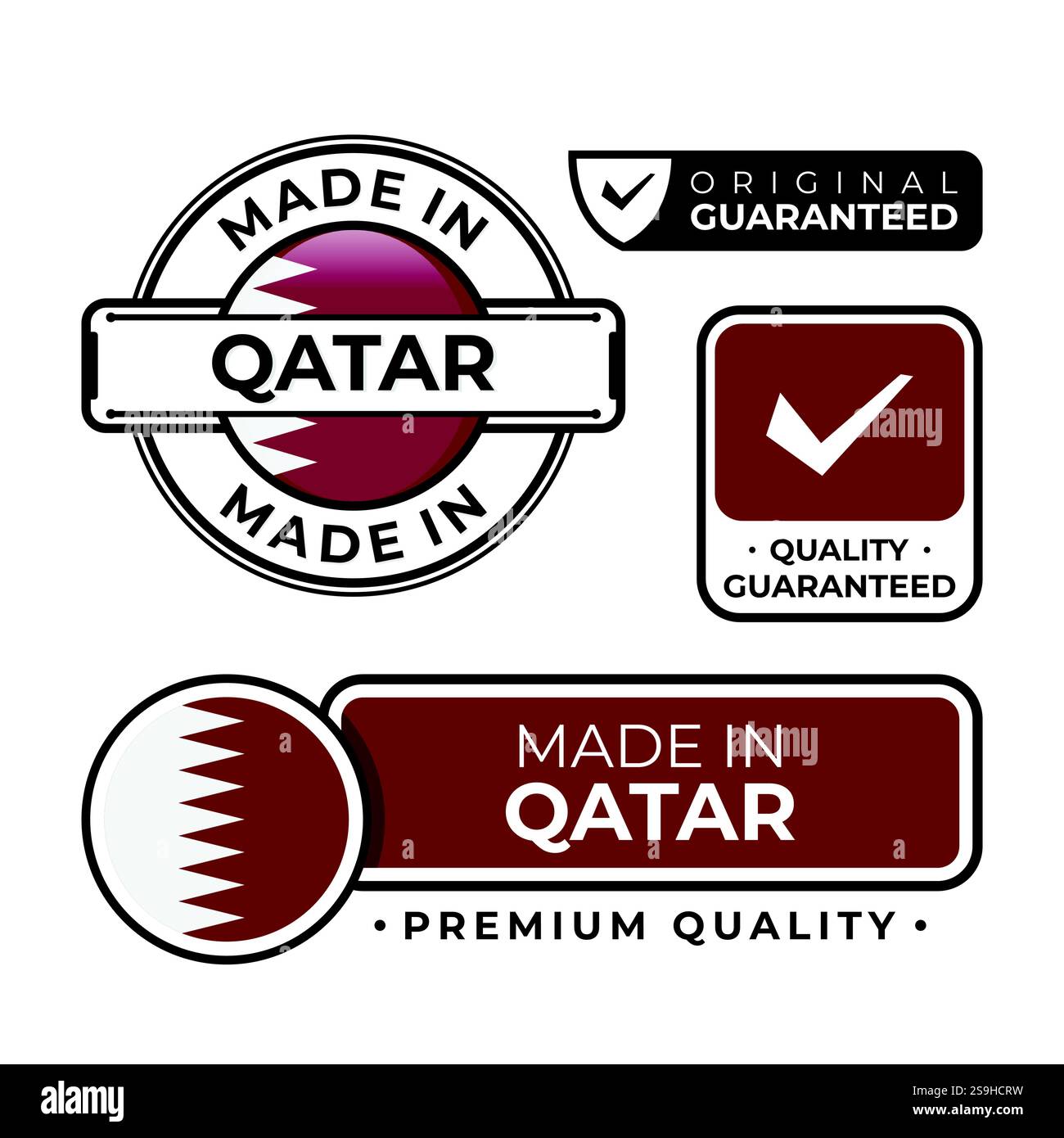 Badge bundle made in Qatar label icon emblem isolated on white ...