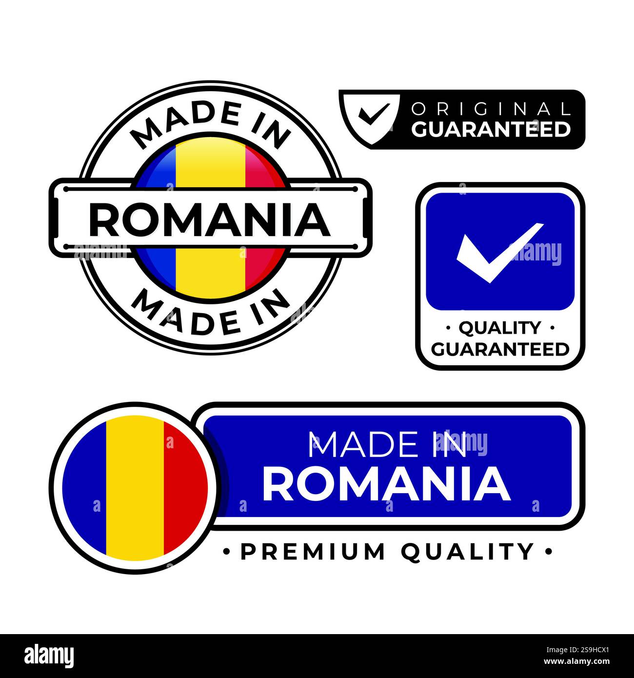 Badge bundle made in Romania label icon emblem isolated on white ...