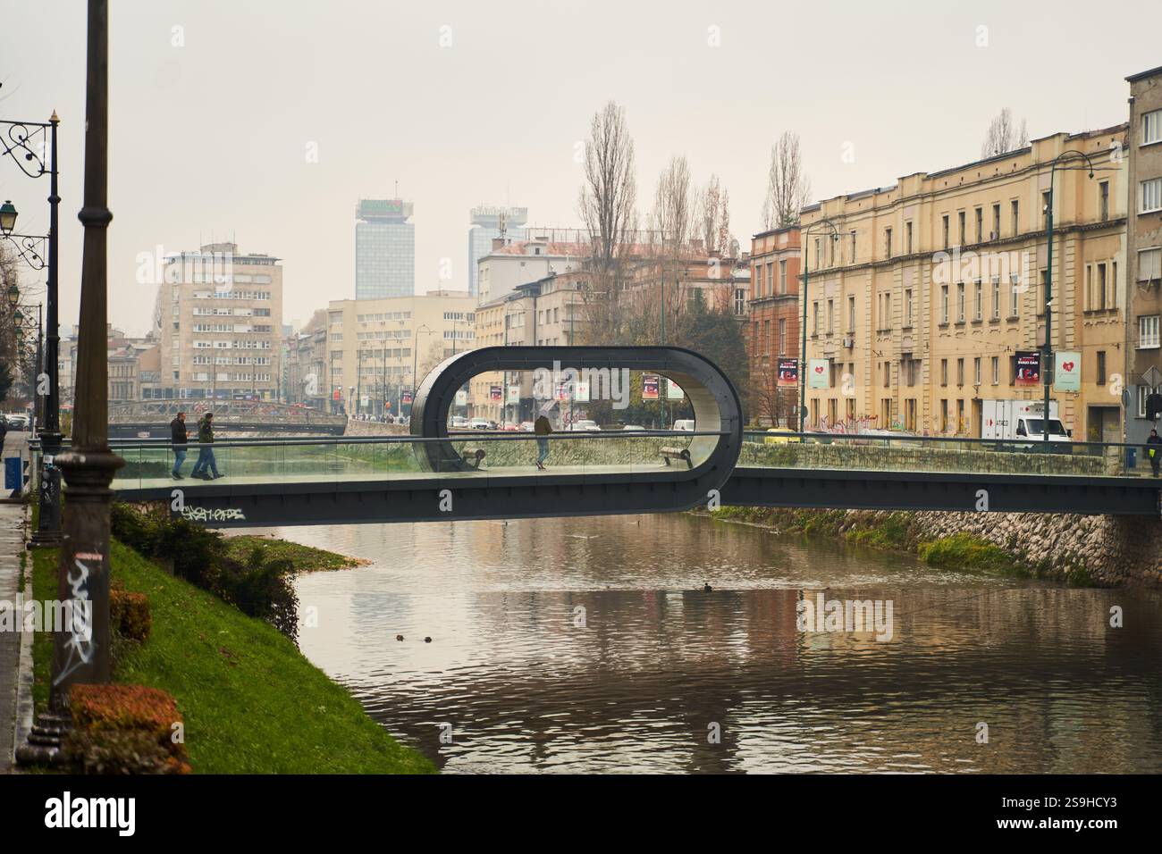 Sarajevo, Bosnia - December 2, 2022: A Modern Bridge Spanning a ...