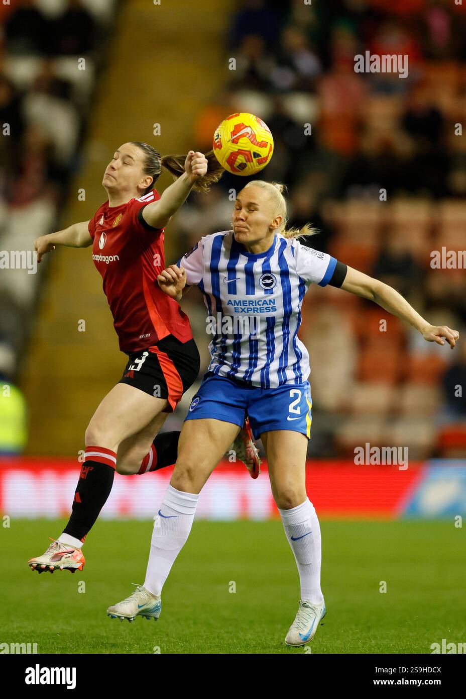 Manchester United women's Elisabeth Terland (left) and Brighton and ...