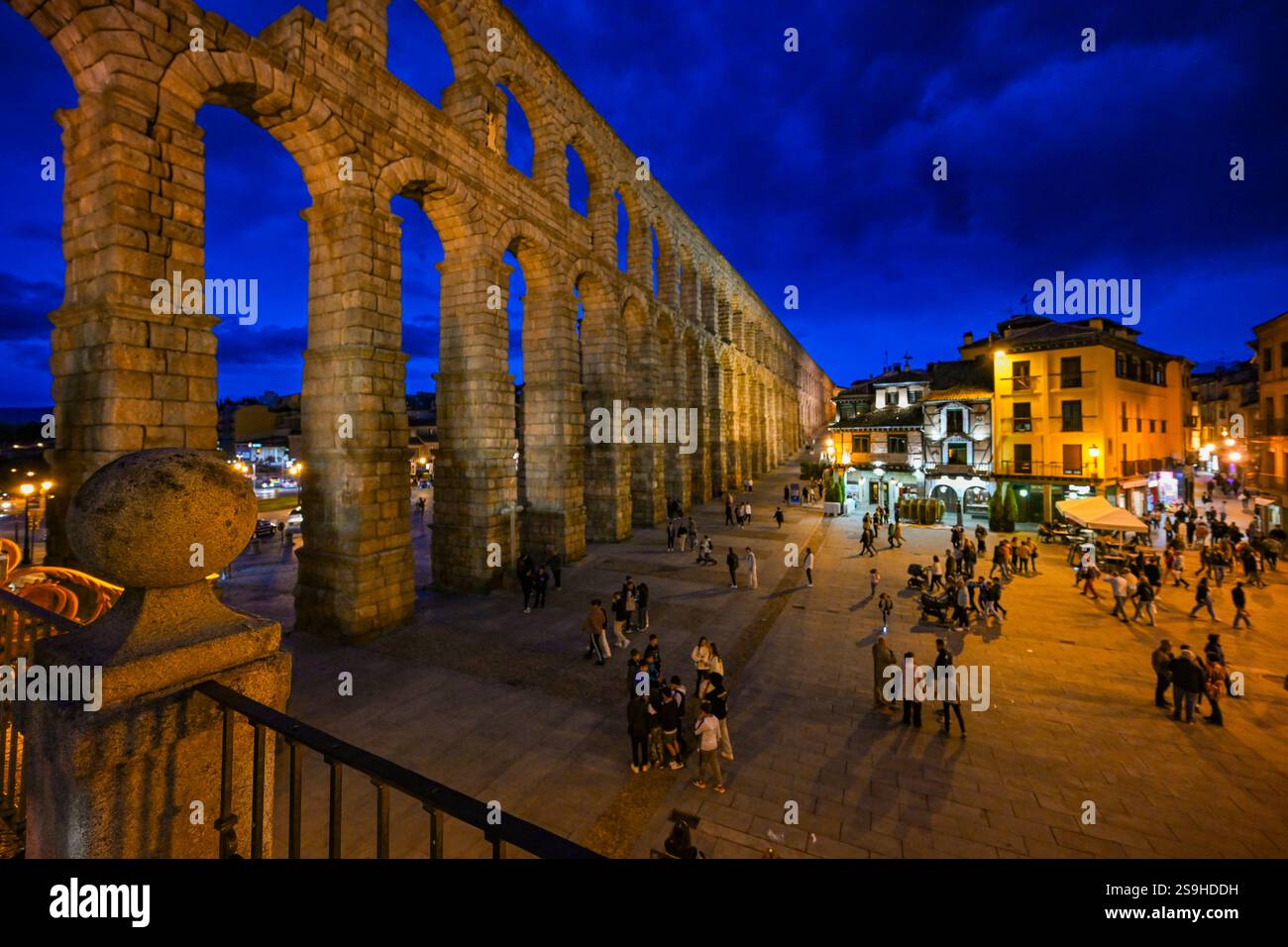 The Roman Aqueduct at the UNESCO Heritage City of Segovia, Spain Stock ...