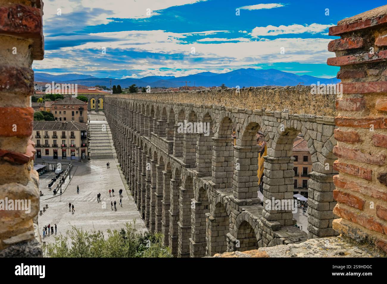 The Roman Aqueduct at the UNESCO Heritage City of Segovia, Spain Stock ...