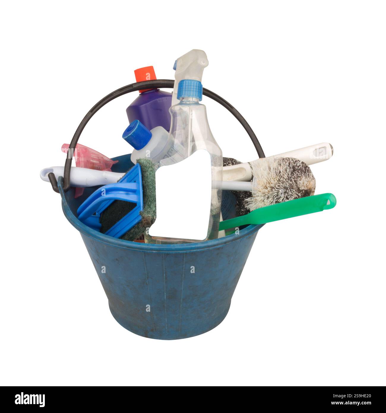 Bathroom cleaning tools isolated on white background Stock Photo - Alamy