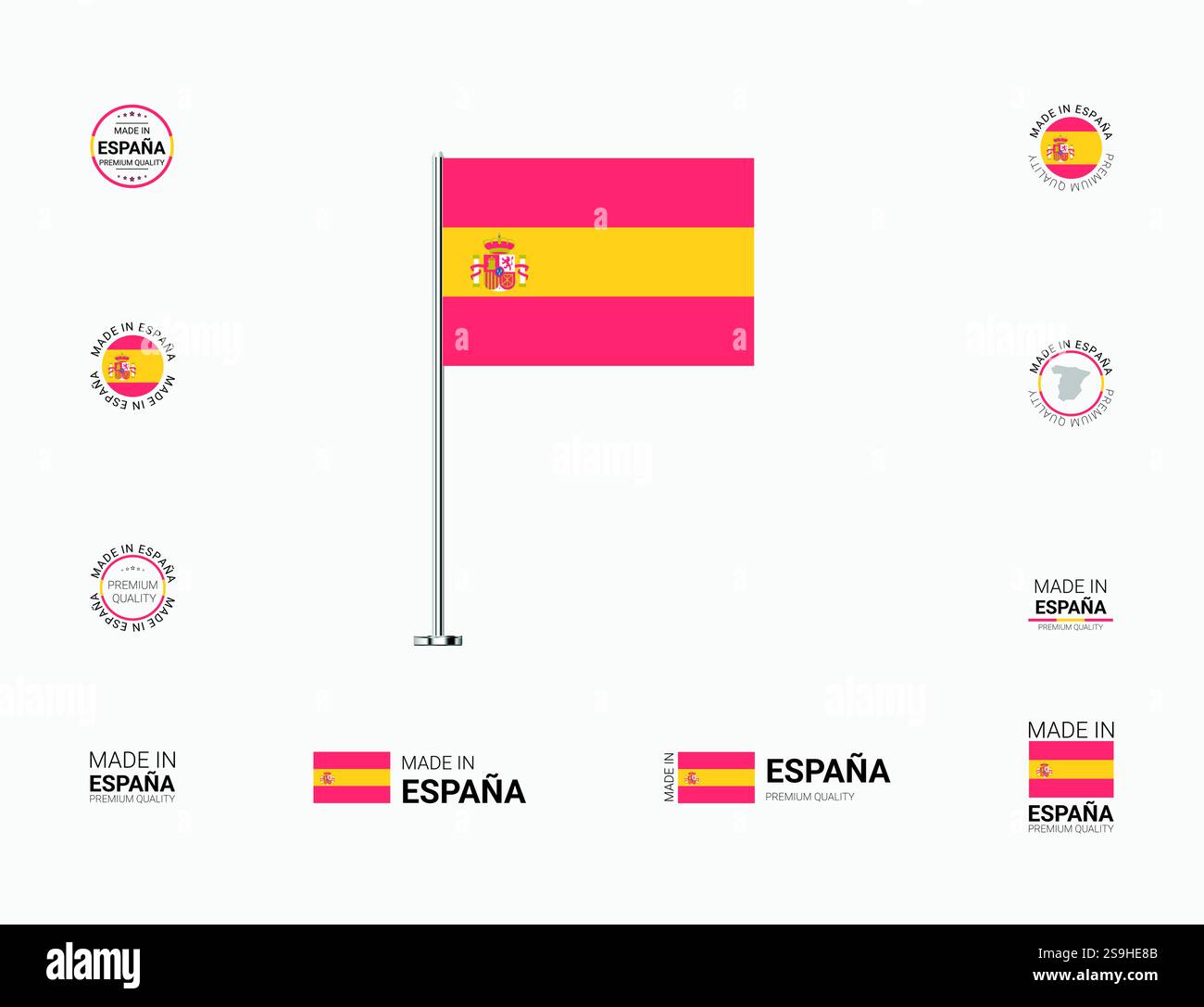 Made in Espana Stamps, Flag, Tags, labels, Seals, Icons. Creative ...