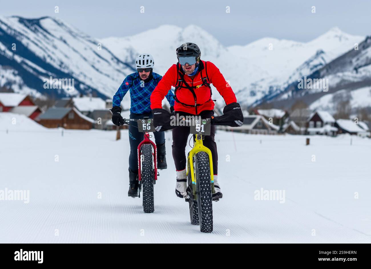 January 25, 2025: Cyclists, Isaac Annis, #56 and Kestutis Micke, #51 ...