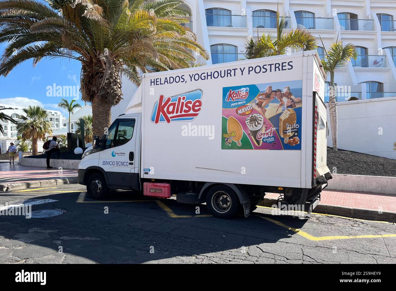 Kalise Ice Cream Delivery Lorry parked in Costa Adeje. Tenerife, Canary ...