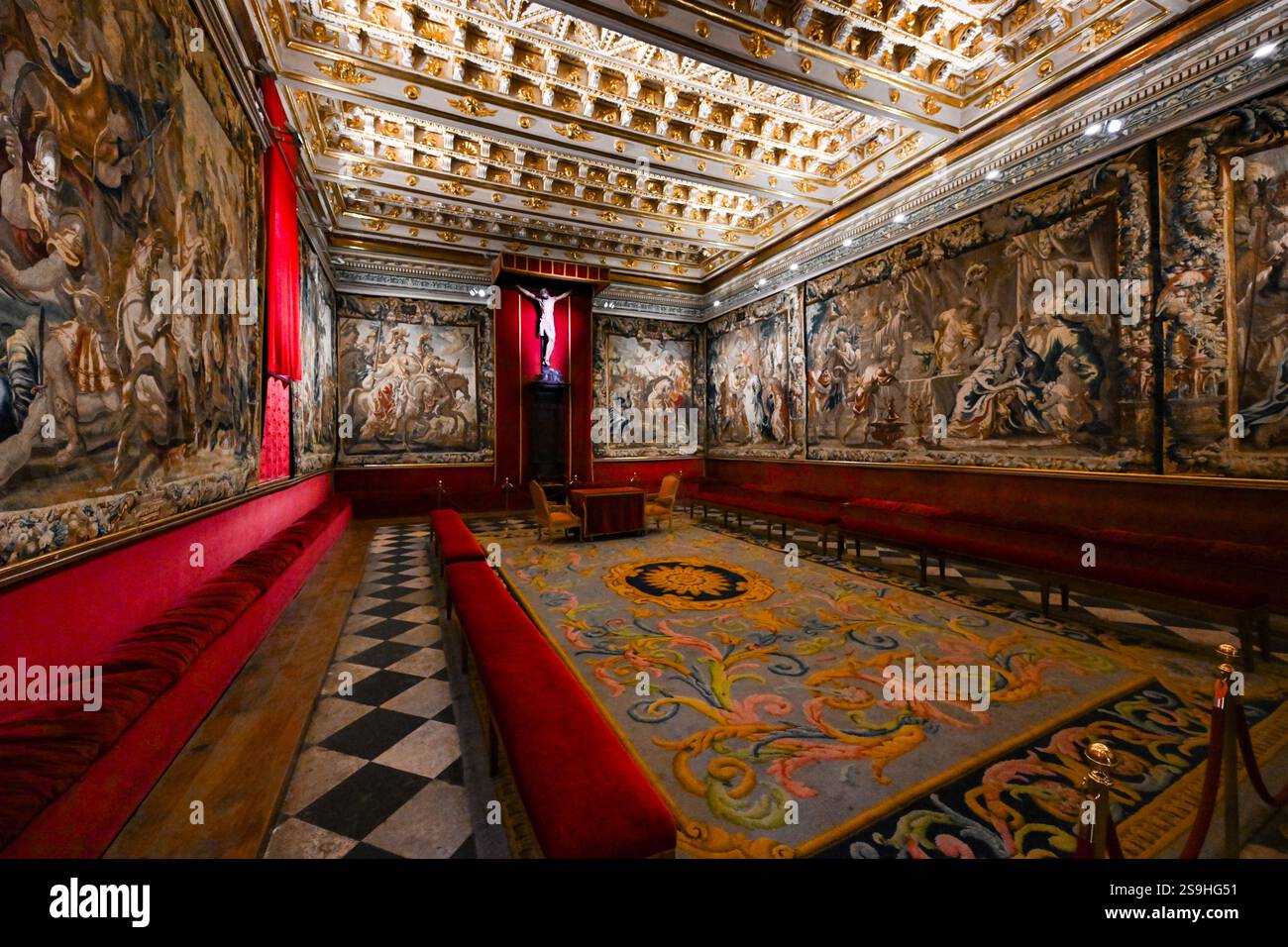 The chapter house Museum in Segovia Cathedral showing 17th century ...